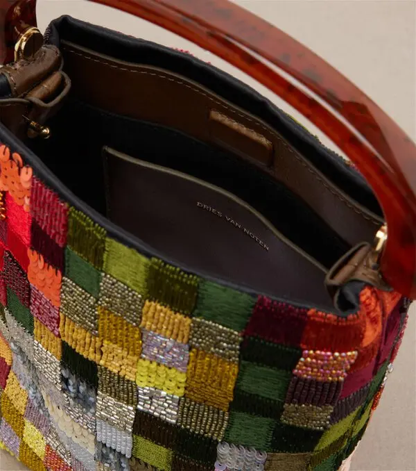 Dries Van Noten Small Sequined Patchwork Top-handle Bag