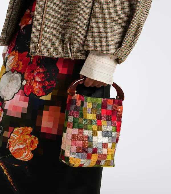 Dries Van Noten Small Sequined Patchwork Top-handle Bag