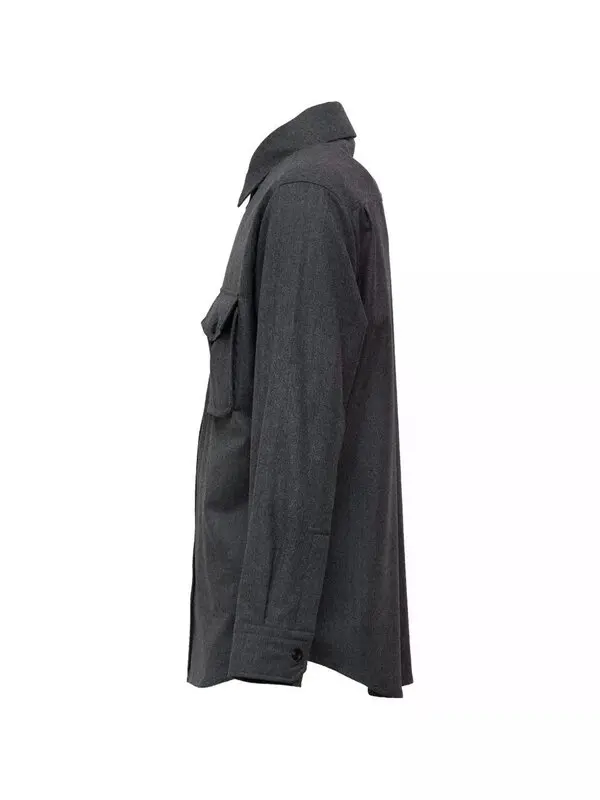 Caruso Button-up Flap-pocket Overshirt - Grey