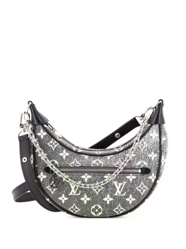 LOUIS VUITTON Loop Handbag Monogram Jacquard Denim Hobo Bag - Black