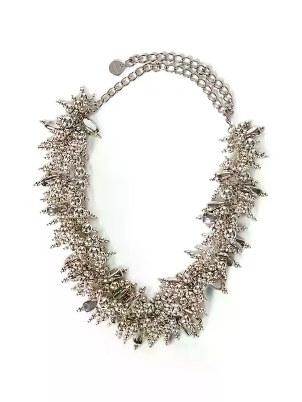 SELF-PORTRAIT Beaded-embellished Necklace - Silver