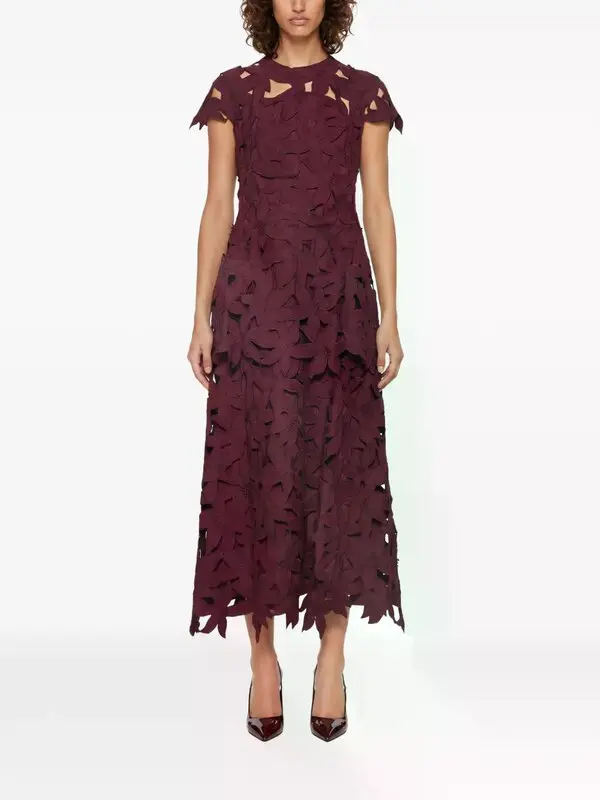 Simkhai Joanna Floral-cutout Layered Midi Dress - Red