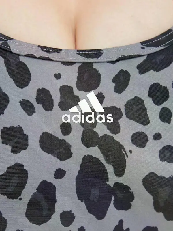 Adidas Leopard-print Swimsuit - Grey