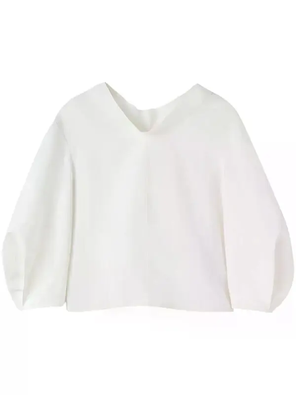 JIL SANDER Draped-neck Linen Blouse