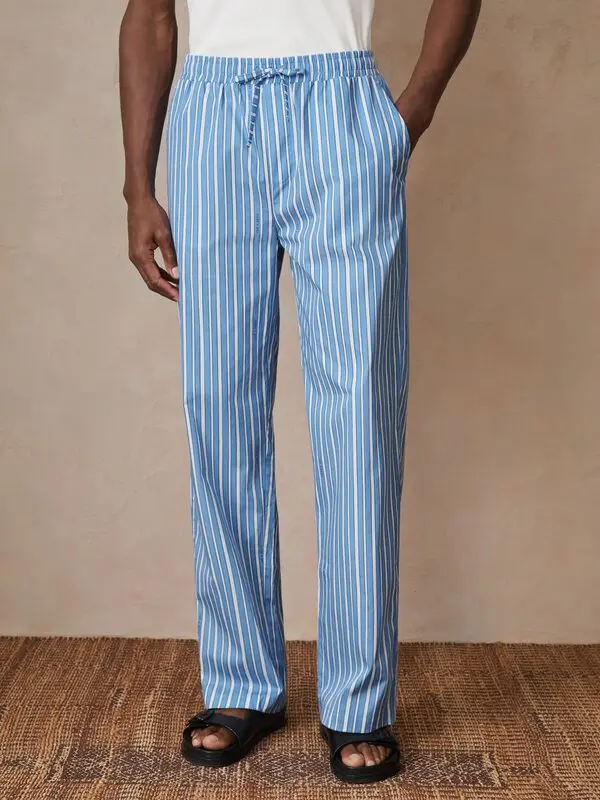 REISS X Ché Bright Blue & White | Poplin Stripe Trousers