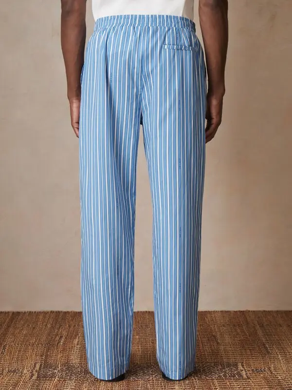 REISS X Ché Bright Blue & White | Poplin Stripe Trousers
