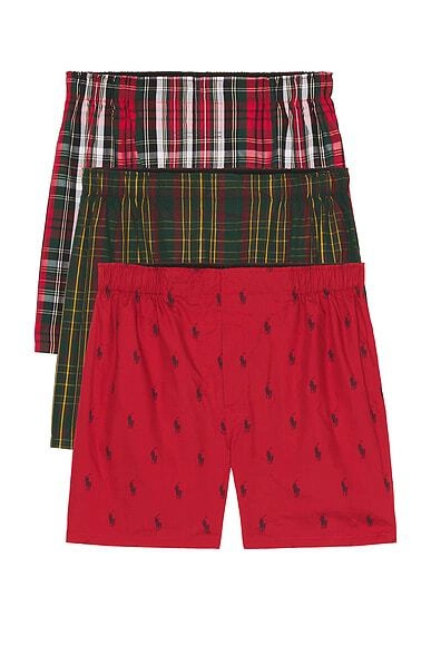Polo Ralph Lauren Classic Fit Cotton 3 Pack Woven Boxers - Multi