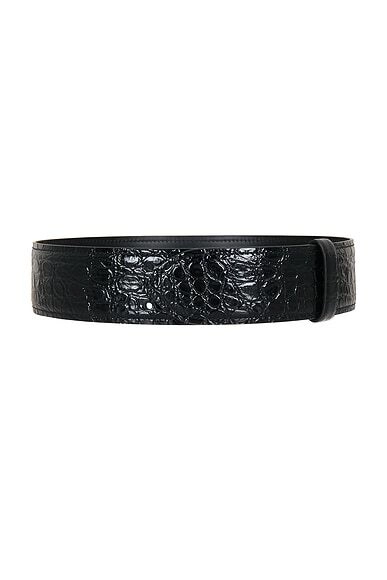 Khaite Theo Embossed Croc Waist Belt - Black