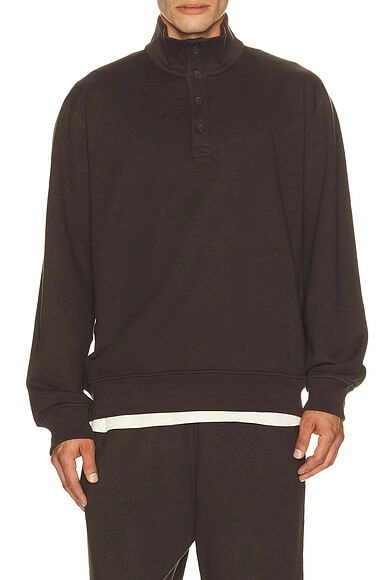 Reigning Champ Midweight Terry Standard Button Mockneck - Coffee