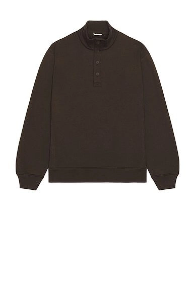Reigning Champ Midweight Terry Standard Button Mockneck - Coffee