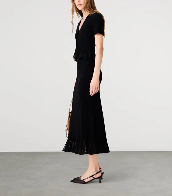 Maje Plissé Short-sleeve Cardigan