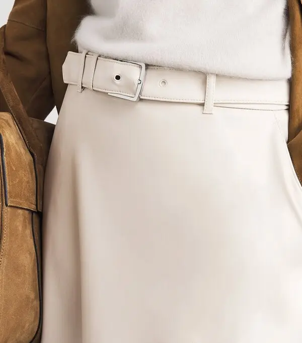 Max Mara Faux Leather Midi Skirt