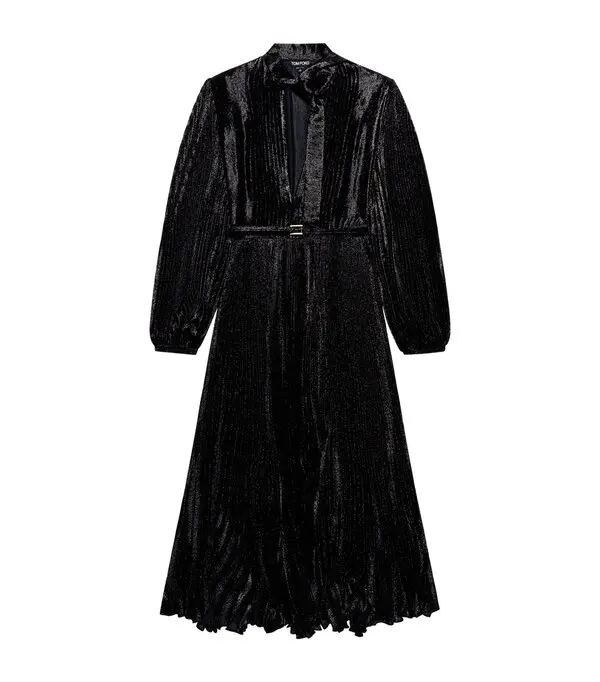 TOM FORD Silk Charmeuse Lurex Midi Dress - Black