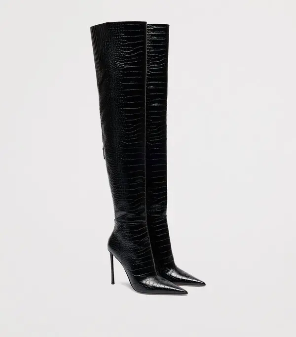 TOM FORD Croc-embossed Leather Over-the-knee Boots 105