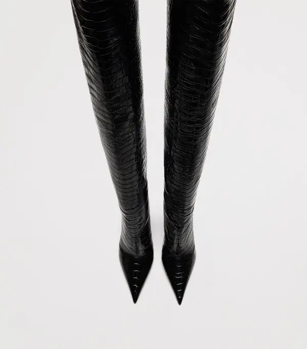 TOM FORD Croc-embossed Leather Over-the-knee Boots 105
