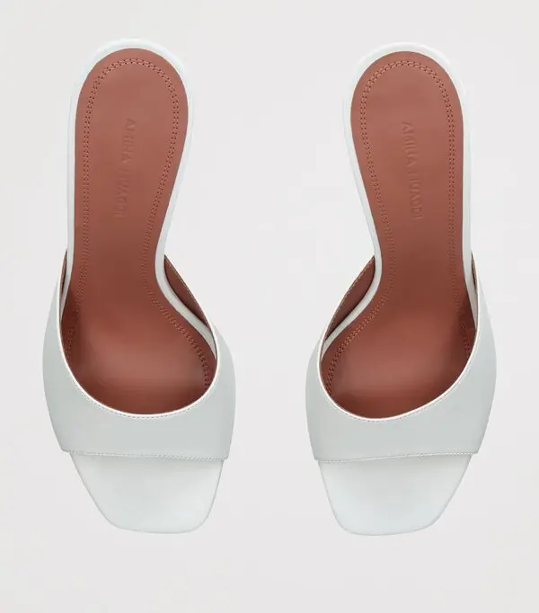 Amina Muaddi Leather Lupita Heeled Mules 70