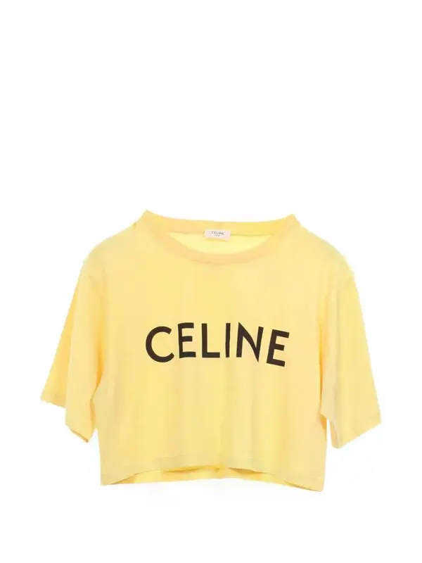Celine 2010s Logo-print Cropped T-shirt