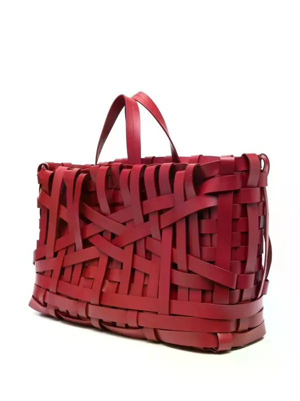 JIL SANDER Large Woven Leather Tote Bag