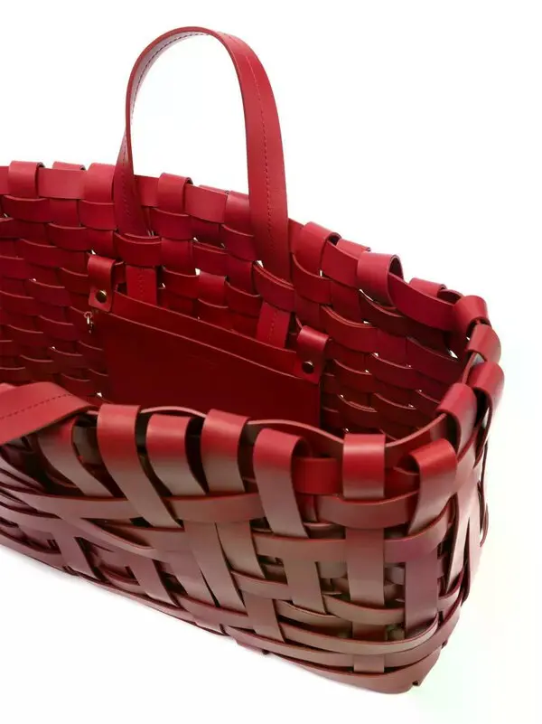 JIL SANDER Large Woven Leather Tote Bag