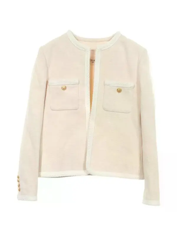 Celine 2010s Collarless Tweed Jacket