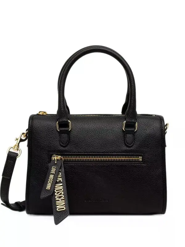 Moschino Logo-plaque Pebbled Tote Bag - Black