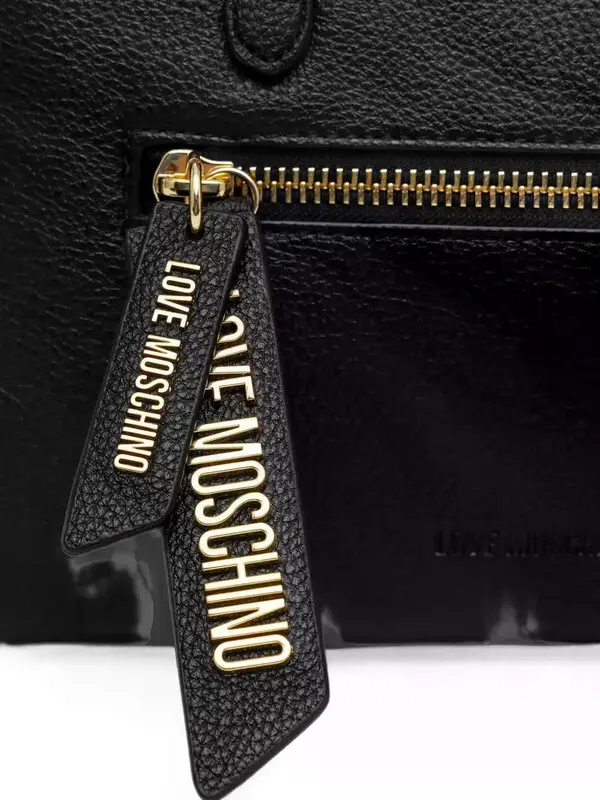 Moschino Logo-plaque Pebbled Tote Bag