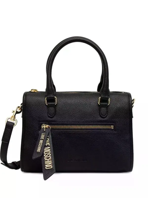 Moschino Logo-plaque Pebbled Tote Bag - Black