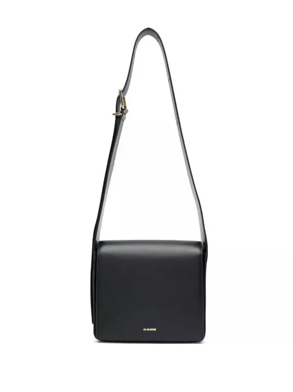 JIL SANDER Logo-stamp Leather Shoulder Bag - Black