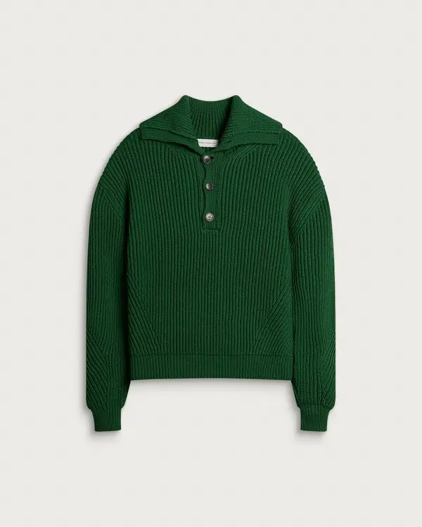Dries Van Noten Mallawi Ribbed Polo Jumper In | Size: | 100% Wool | End Clothing - Green