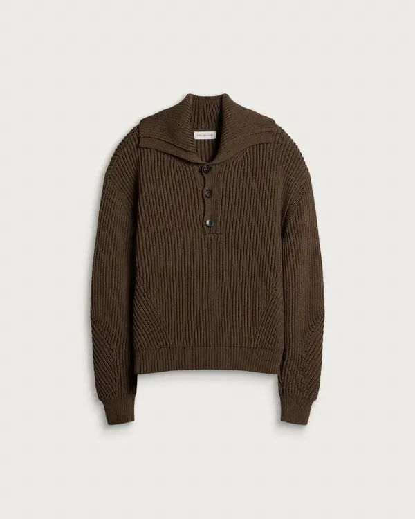 Dries Van Noten Mallawi Ribbed Polo Jumper In | Size: | 100% Wool | End Clothing - Brown