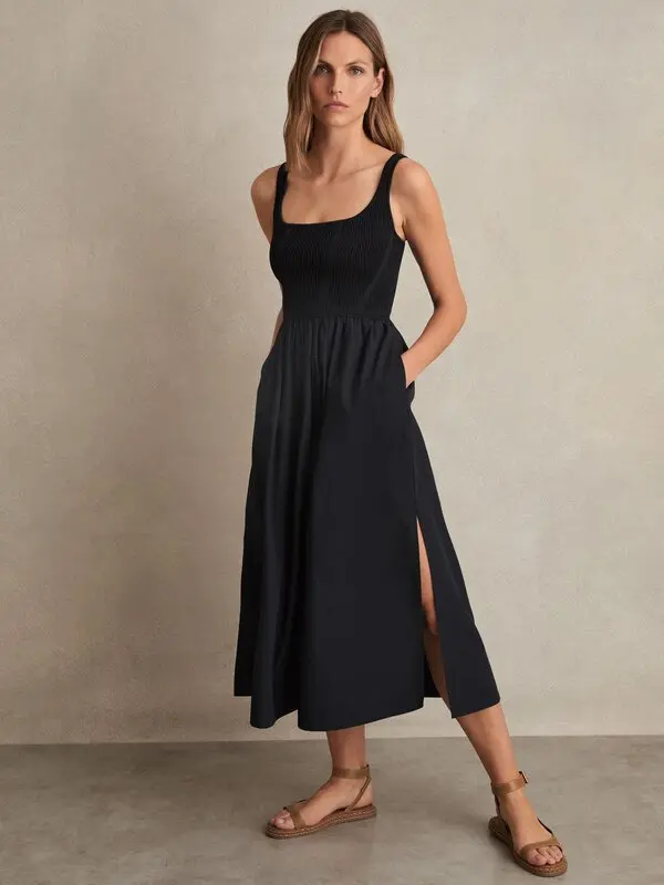 REISS Knitted Skirt Midi Dress