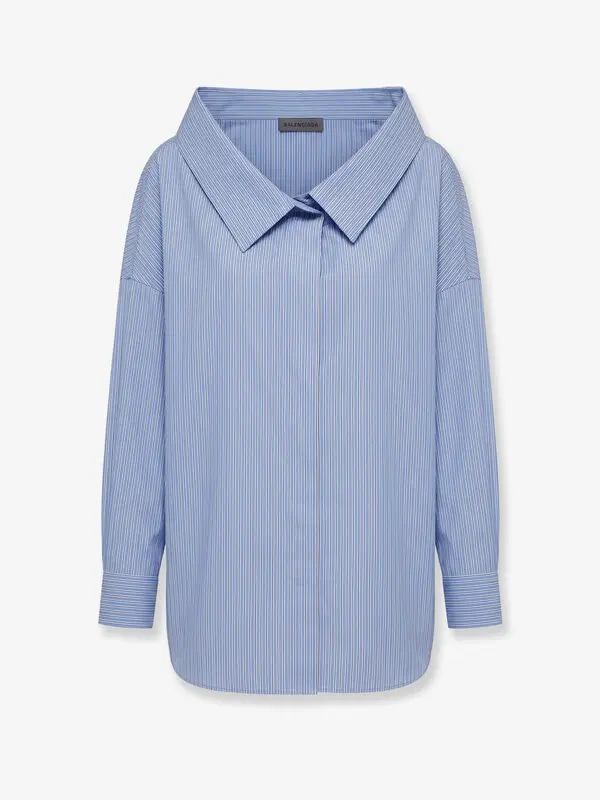 Balenciaga Oversized Cotton Stole Shirt - Blue