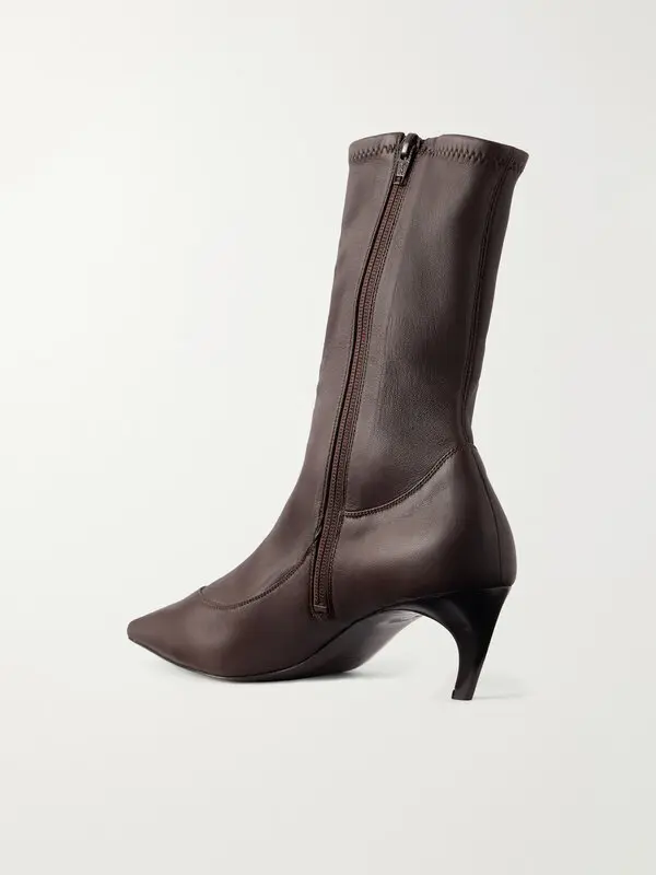 Khaite Valerie 55 Leather Ankle Boots - Brown