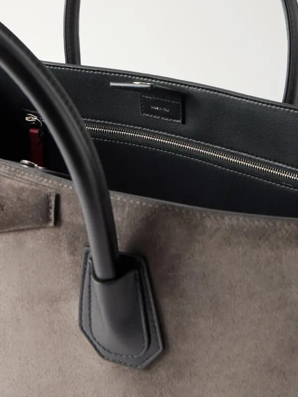 Givenchy Antigona Leather-trimmed Suede Tote - Gray