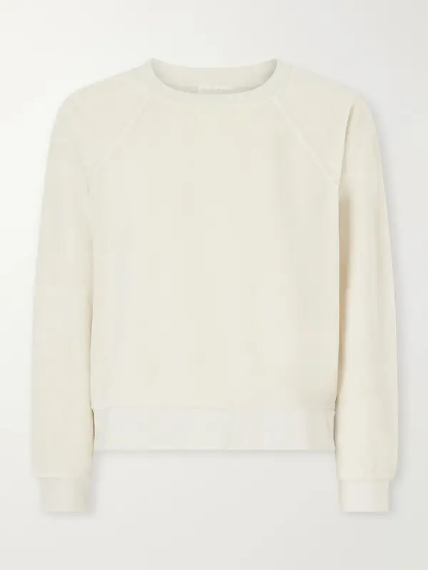 Suzie Kondi Tilos Cotton-blend Velvet Sweatshirt - Neutrals