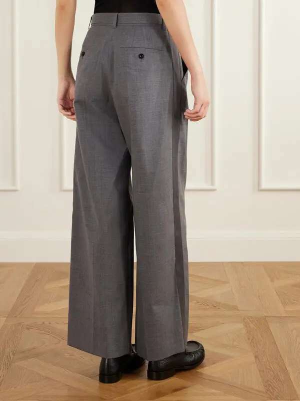 Sacai Belted Pleated Twill Wide-leg Pants