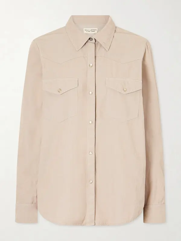 NILI LOTAN Travis Cotton Corduroy Shirt - Neutrals
