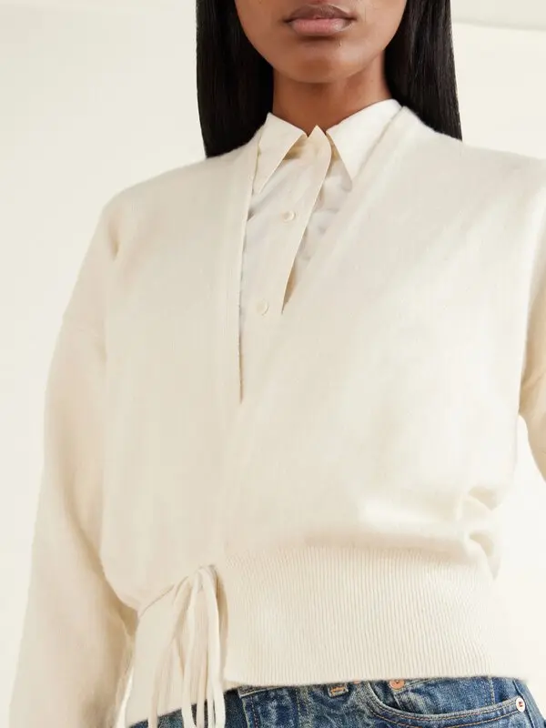 Extreme Cashmere Ella Tie-detail Cashmere-blend Cardigan - Neutrals