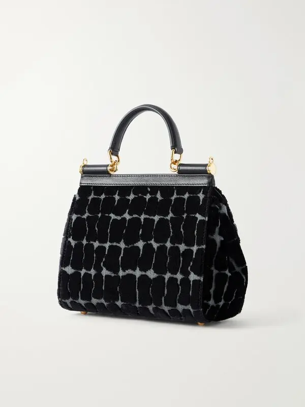 Dolce & Gabbana Leather-trimmed Velvet Top-handle Bag