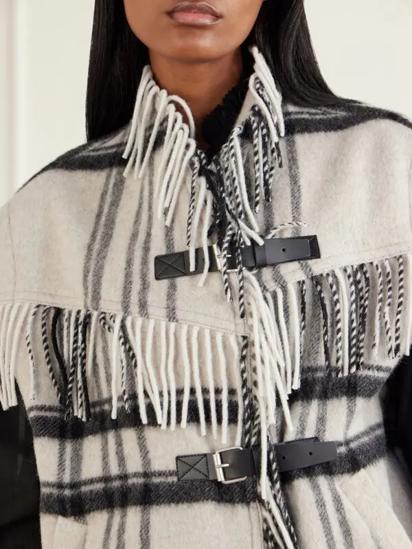 MARANT ETOILE Ginesa Fringed Checked Brushed Wool-blend Vest