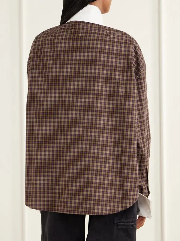 Marni Scarf-detailed Checked Cotton-poplin Shirt