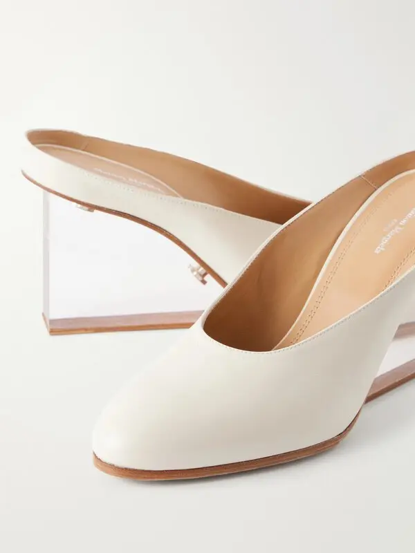 MAISON MARGIELA Plexi 80 Leather Wedge Sandals - Neutrals