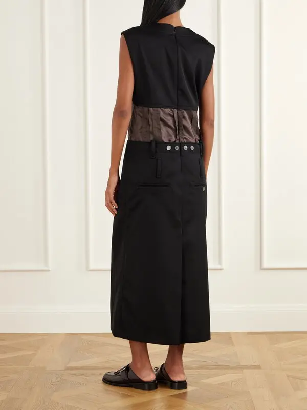 Marni Satin-trimmed Wool-twill Midi Dress