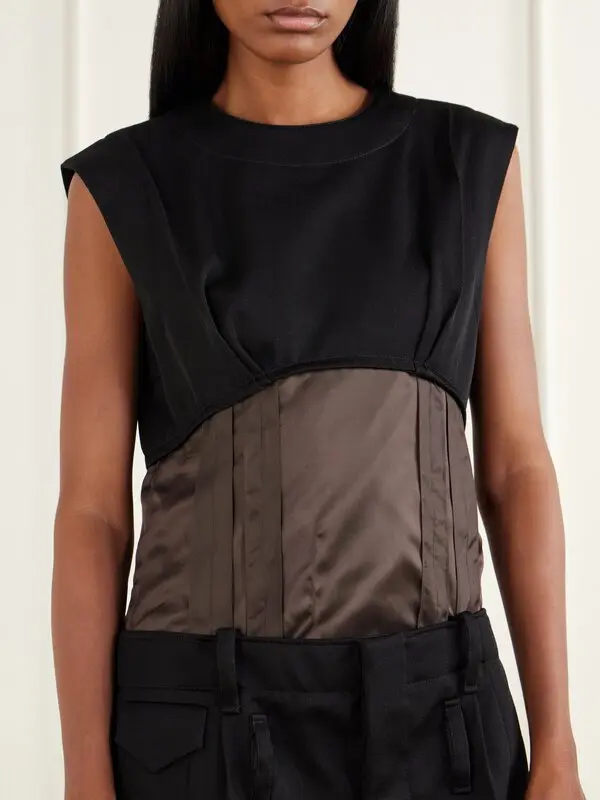 Marni Satin-trimmed Wool-twill Midi Dress