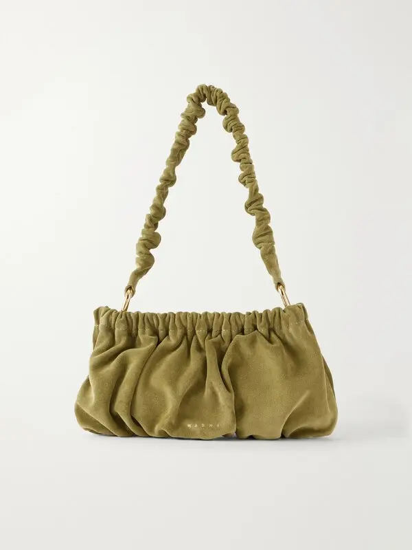 Marni Suede Shoulder Bag - Green