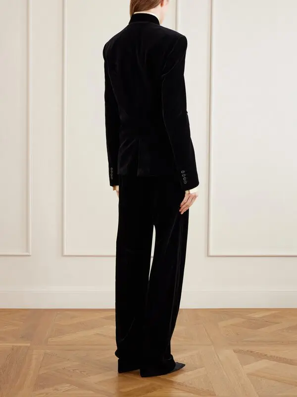 Khaite Rolo Velvet Cotton-blend Double-breasted Blazer