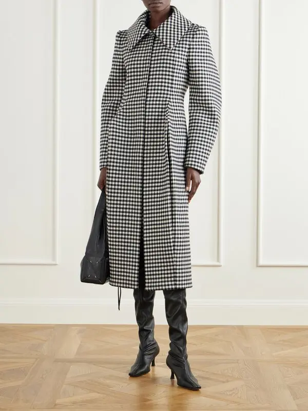 JEAN PAUL GAULTIER Gingham Wool-blend Long Coat