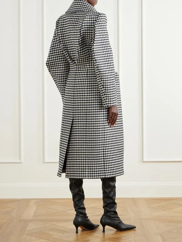 JEAN PAUL GAULTIER Gingham Wool-blend Long Coat
