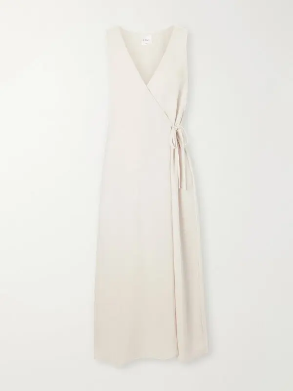 LESET Ari Crepe Wrap Midi Dress