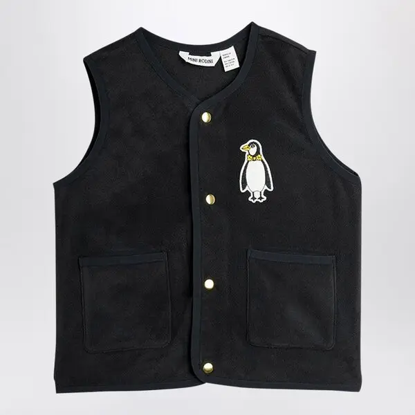 MINI RODINI Microfleece Vest With Penguin Patch
